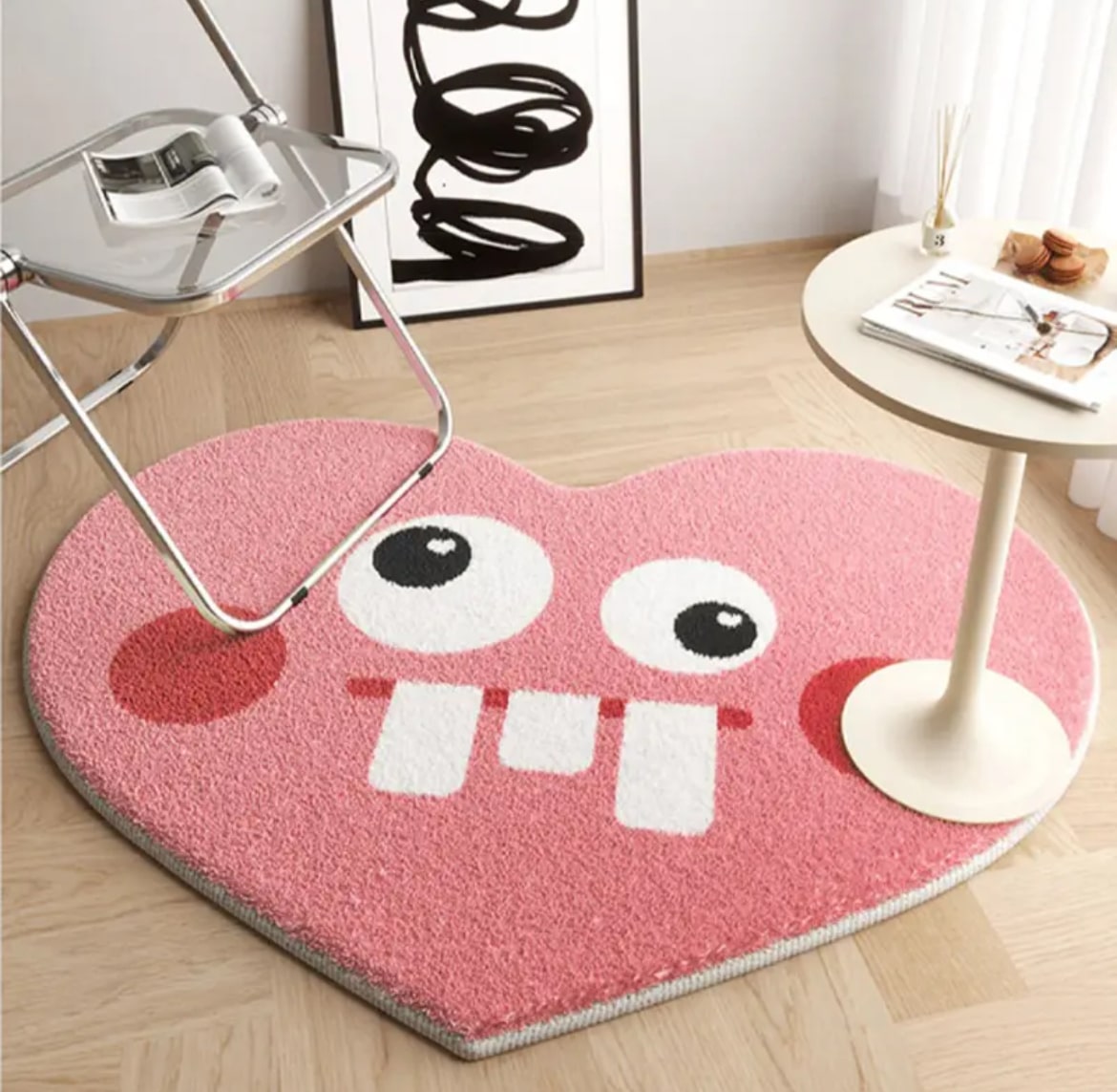 Peach Cute Heart Carpet | Soft Heart-Shaped Rug for Decor – The Feelz