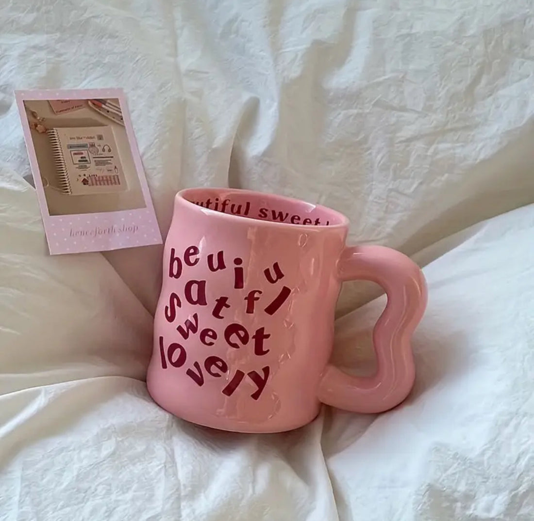 Aesthetic Ceramic Mug - Cute Coffee and Milk Cup for Kitchen