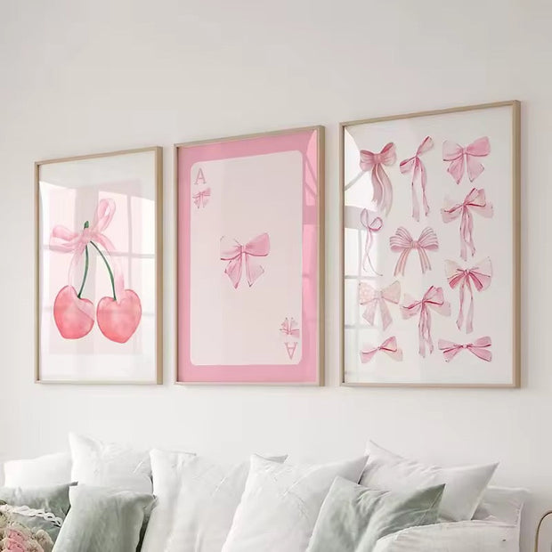 Pink Bow Coquette Poster - Coquette Bow Canvas Prints for Bedroom – The ...