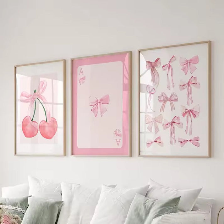 Pink Bow Coquette Poster - Coquette Bow Canvas Prints for Bedroom