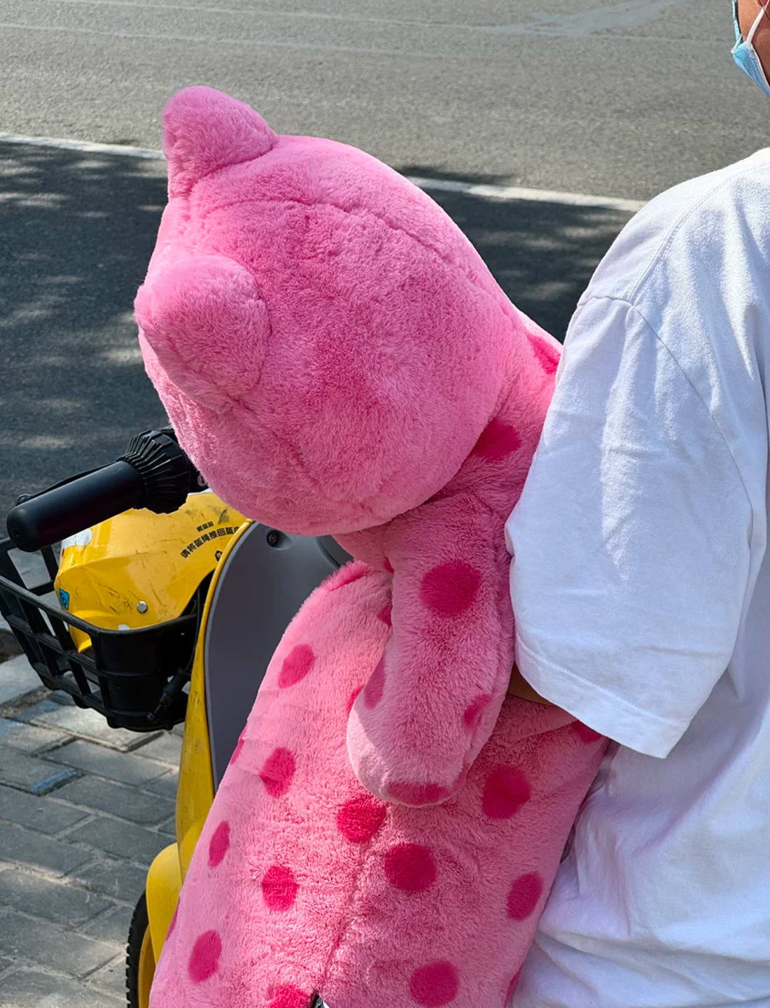 Big Pink Polka Dot Cat Plush Toy – Cat Pillow for Room Decor