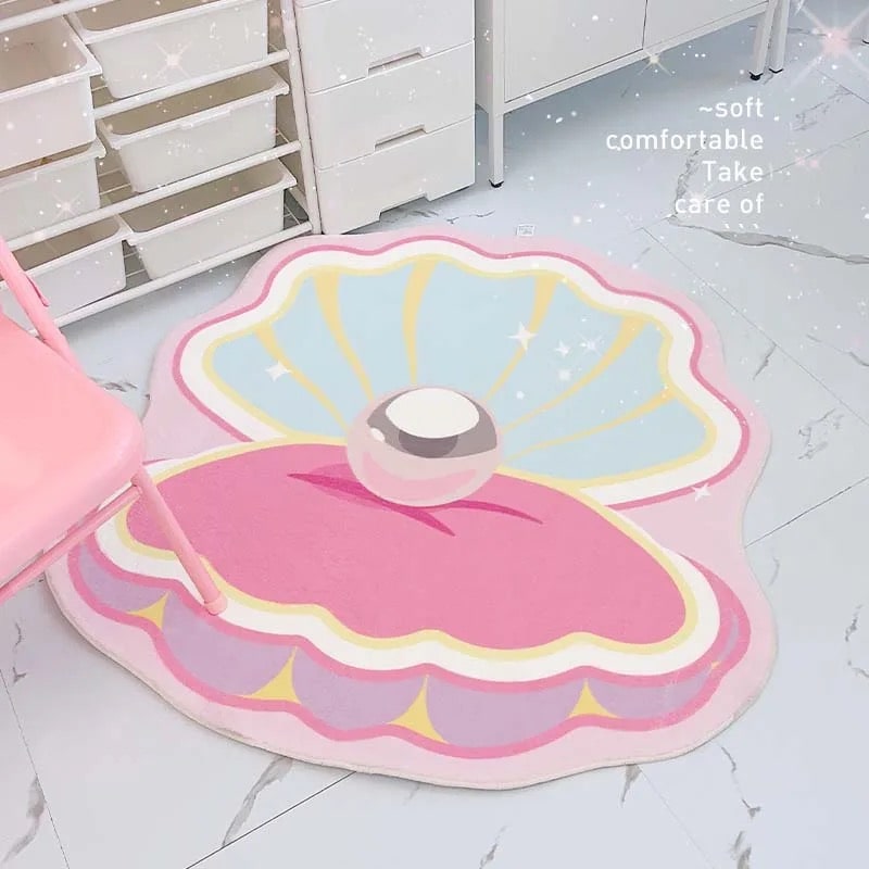 Soft Shell Rug – Mermaidcore Pink Carpet for Bedroom – The Feelz