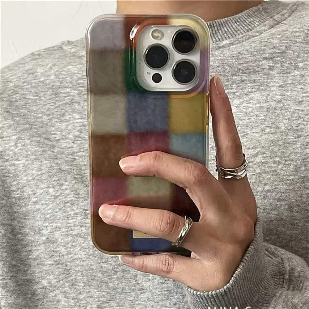 Retro Color Block iPhone Case | Vintage Checkered iPhone Case – The Feelz