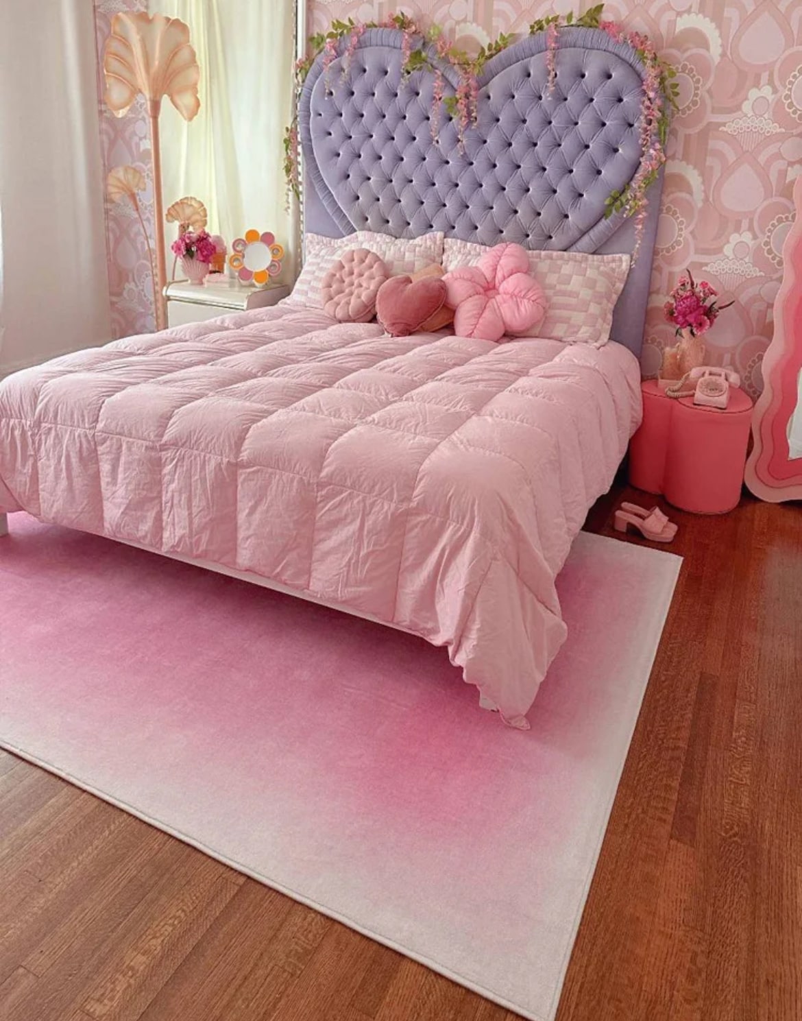 Gradient Pink Carpet | Soft Danish Pastel Rug for Bedroom Decor
