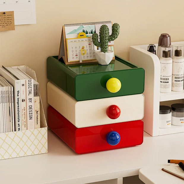 Retro Desktop Organizer with Drawer – Danish Pastel Storage – The Feelz