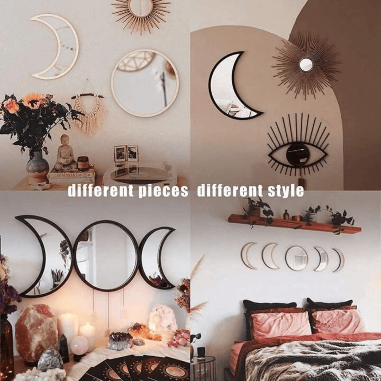 Witchcore Moon Phase Mirror Set 🌕 Celestial Mirror Wall Art – The Feelz