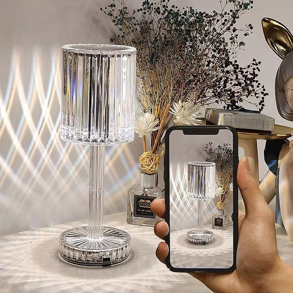 LED Crystal Table Lamp | USB Rechargeable Night Light