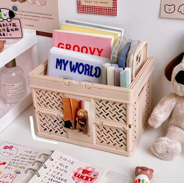Pastel Folding Storage Basket | Korean Organizer for Desk & Dorm – The ...