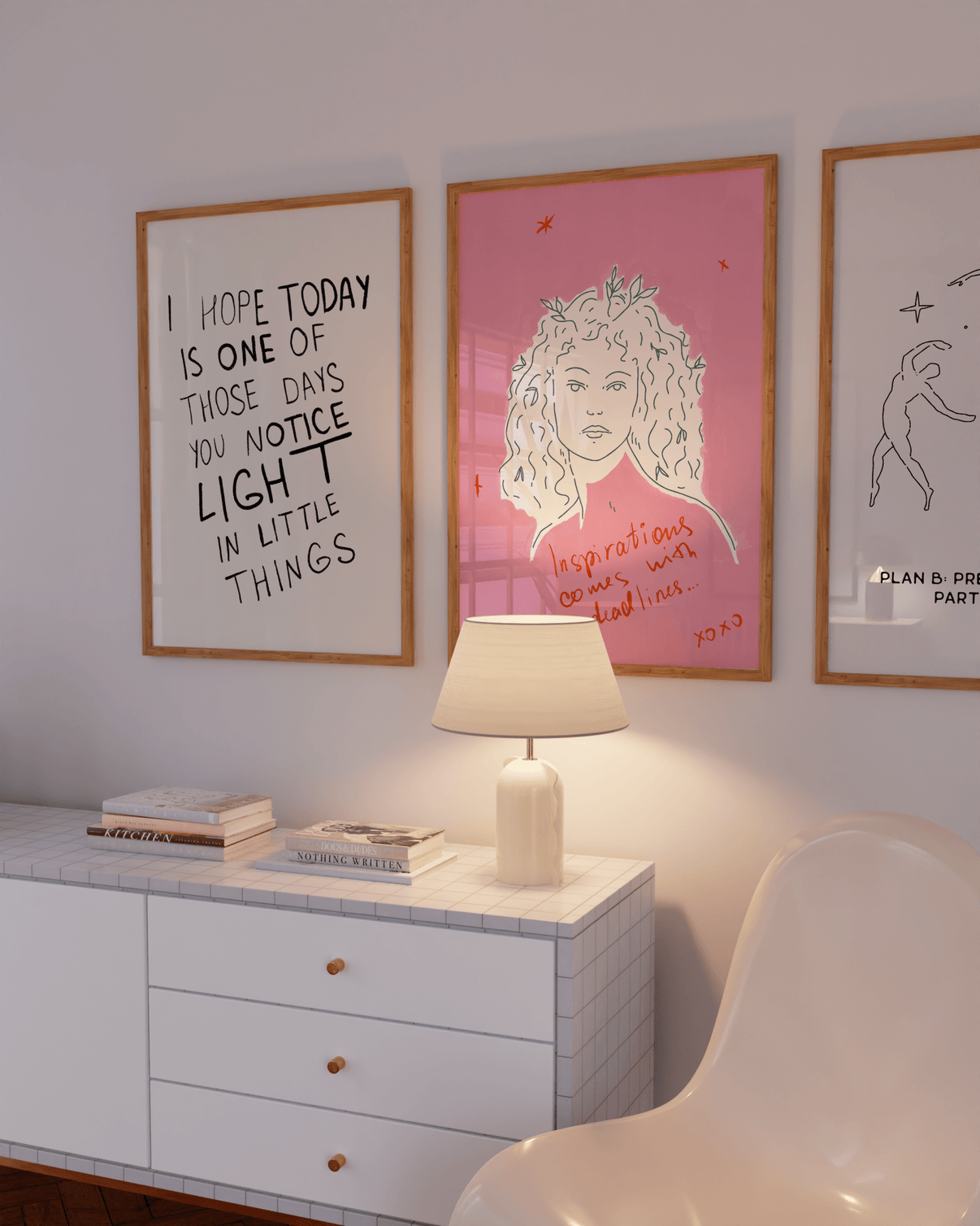 Feminine Pink Art Poster - Motivational Pink Wall Art for Bedroom