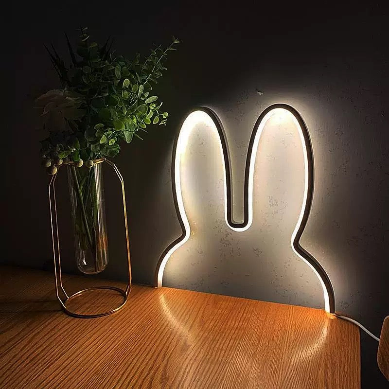 Rabbit Neon LED Night Light – Cute USB LED Desk Lamp – The Feelz
