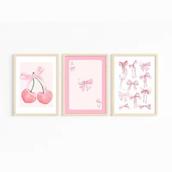 Pink Bow Coquette Poster - Coquette Bow Canvas Prints for Bedroom