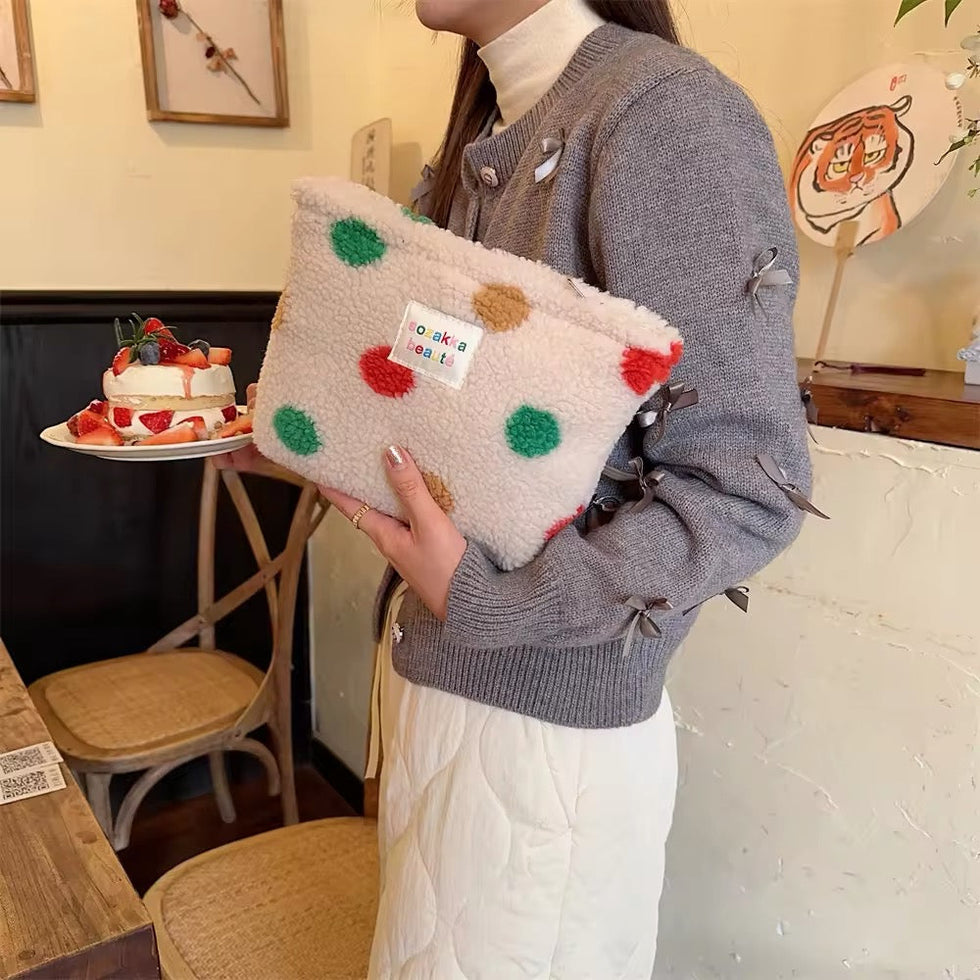 Colorful Plush Cosmetic Bag - Travel Toiletry & Makeup Pouch – The Feelz