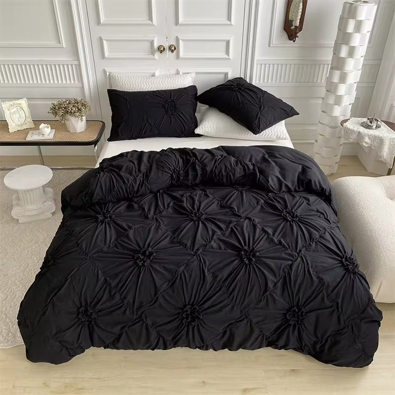 Vintage Coquette Bedding Set - Pinch Pleated White Flowers – The Feelz