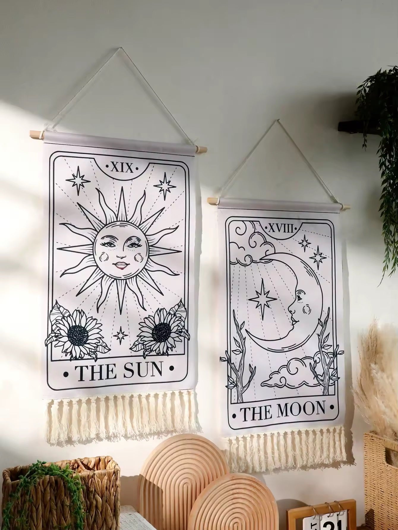 Sun & Moon Tarot Tapestry – Sun Moon Tarot Fringe Tapestry for Room