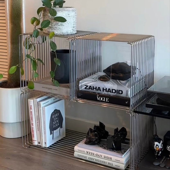 Modern Minimalist Metal Floating Shelf | Geometric Side Table Decor