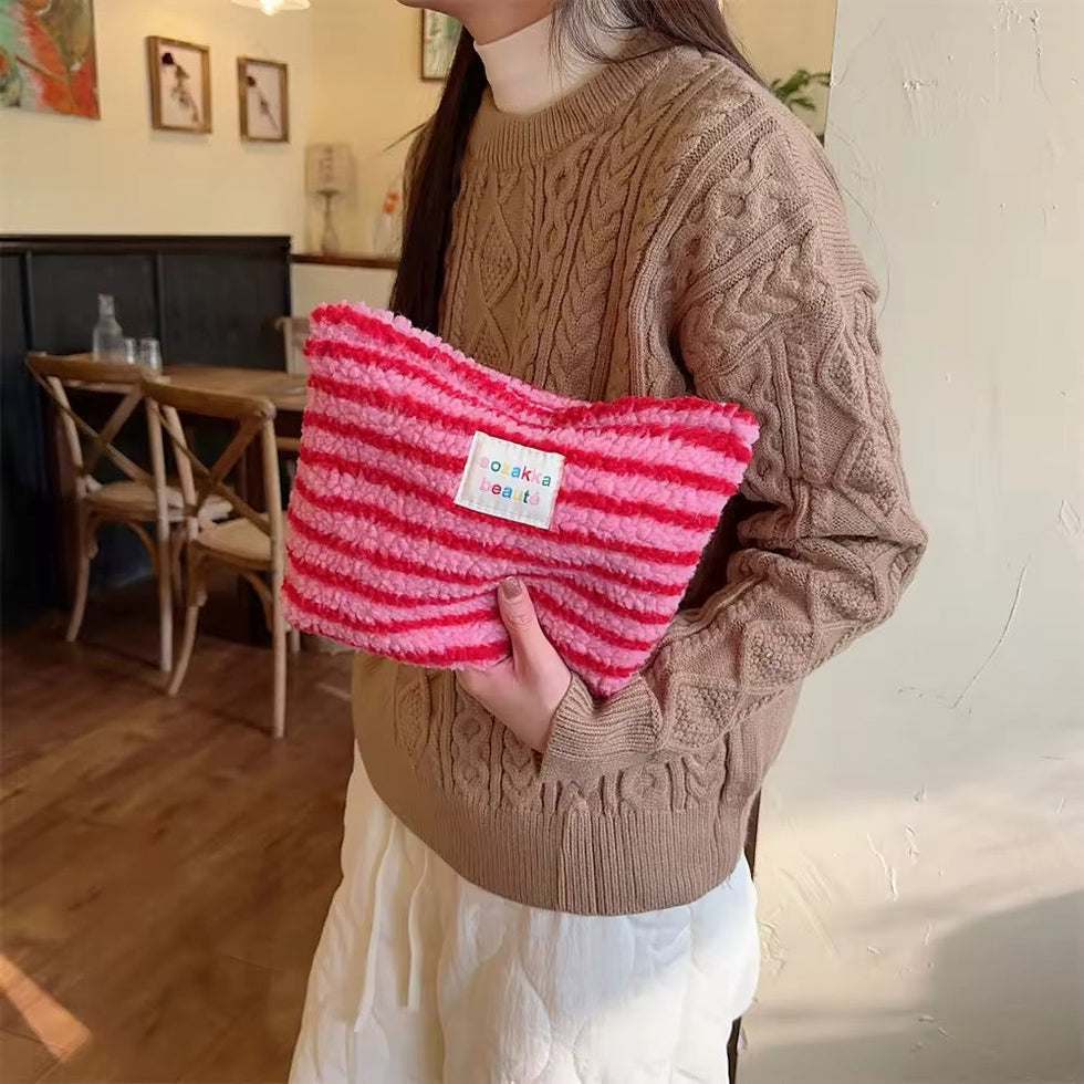 Colorful Plush Cosmetic Bag - Travel Toiletry & Makeup Pouch – The Feelz