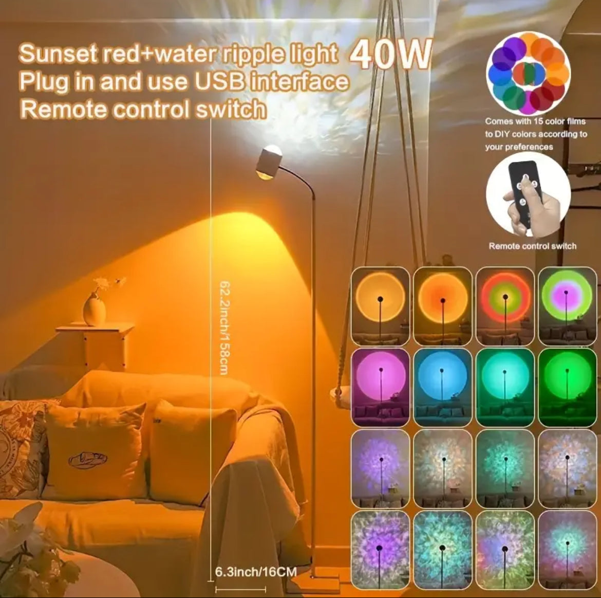 Sunset Light Projection Lamp – Aesthetic Room Decor