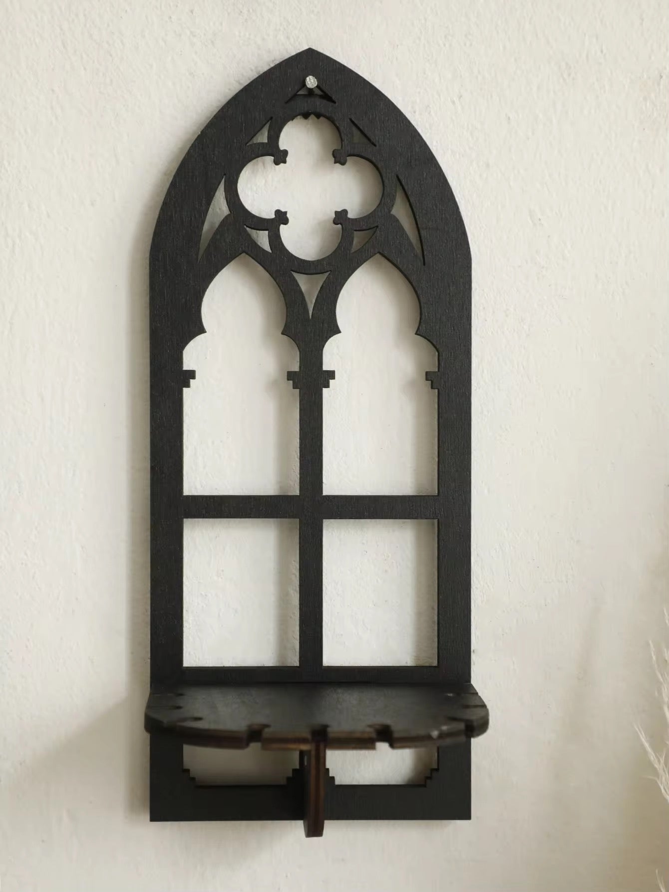 Gothic Wooden Arch Shelf – Wall Decor for Goth & Witch Room