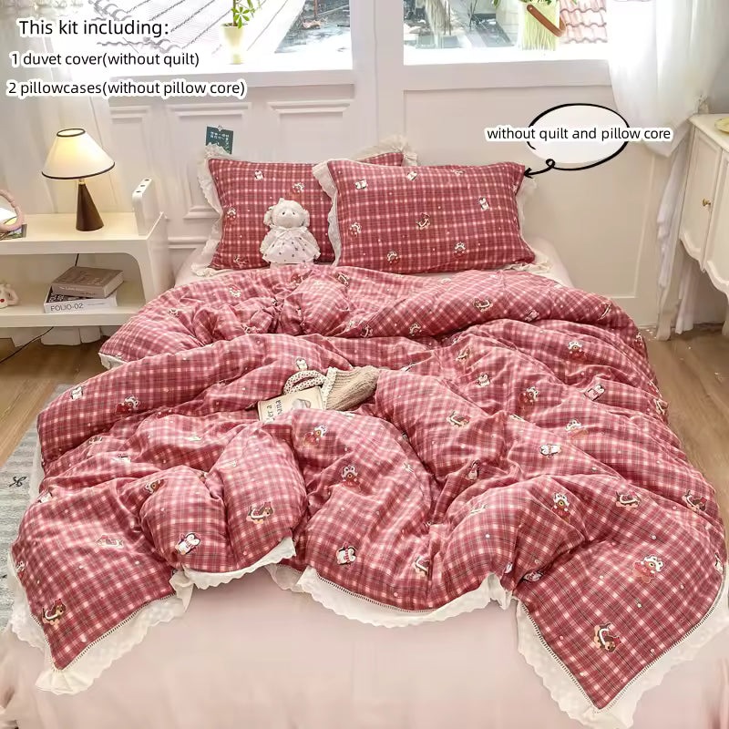 Cozy Cottagecore Red Plaid Bedding Set | Holiday Duvet Cover Set – The ...