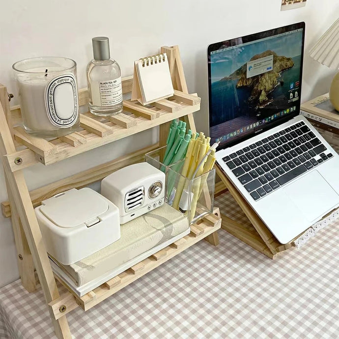 Wooden Desktop Storage Rack - Solid Wood Multi Organizer – The Feelz