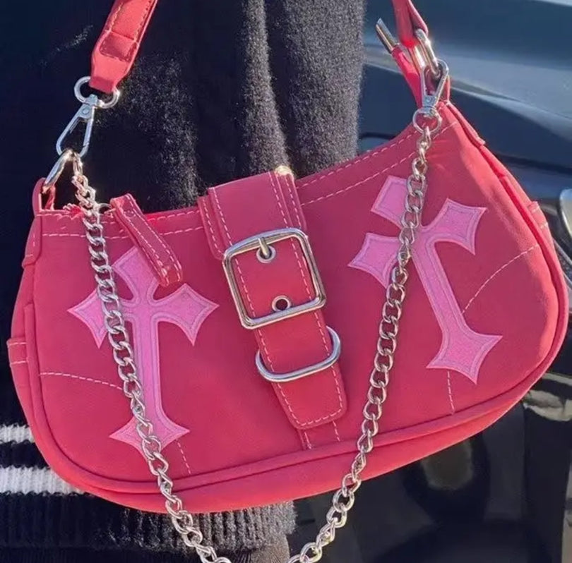 Retro Grunge Bag – Y2K Stars Canvas Shoulder Bag for Girls – The Feelz