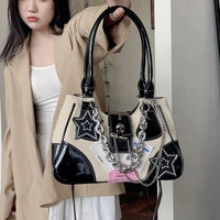 White Goth Y2K Bag - Harajuku Patent Leather Crossbody Tote – The Feelz